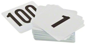 update international plastic table numbers, 1-100