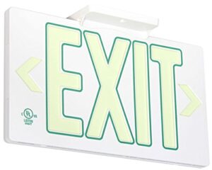 ul listed 50 foot jessup glo brite 7122-b exit sign, double sided with frame, white with green outline, 8.75-inch x 15.5-inch (mounts 4 ways, includes bracket and arrows)