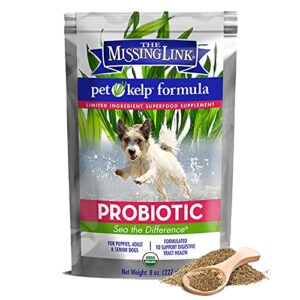 the missing link pet kelp canine probiotic 8oz superfood powdered supplement, organic & limited ingredient formula for digestive health of dogs