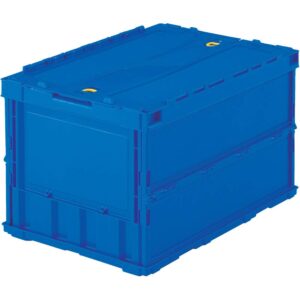 trusco tr-c50b-db thin folding container, dark blue, 1.0 gal (50 l), with locking lid, storage box