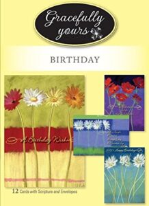 gracefully yours blooming wishes birthday greeting cards featuring nel whatmore, 12, 4 designs/3 each with inspirational message