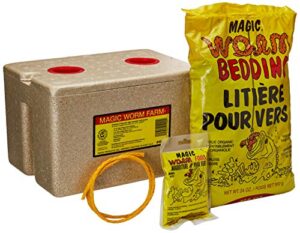 magic bait 1000 worm farm with bedding and food storage box, yellow