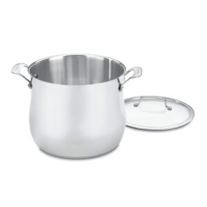 cuisinart contour stainless 12-quart stockpot with glass cover, silver