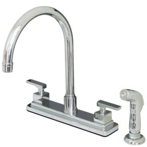 kingston brass ks8791qll executive 8" centerset kitchen faucet, polished chrome