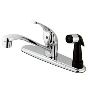 kingston brass kb5730 chatham single lever handle kitchen faucet with deck sprayer, 8-inch, polished chrome