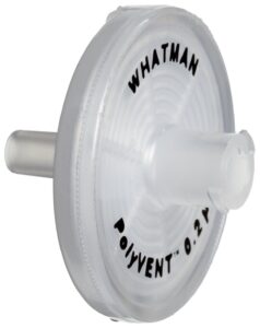 whatman 6713-1650 ptfe polyvent 16 venting filter discs membrane stepped barb fittings, 3/8" x 1/2" inlet, 3/8" x 1/2" outlet, 50mm diameter, 0.2 micron (pack of 10)