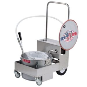 miroil bd505 deep fryer filter machine | electric filter machine and discard trolley for 55lb fry oil |made in usa | fryer oil cleaner and portable oil filter machine