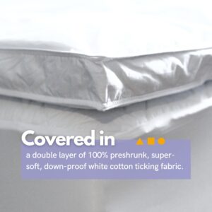 Down Etc Luxury Hotel Mattress Topper Ultra-Soft Feather Bed with Baffle Box Construction, Full, White