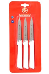 mundial scw0547-4e - 4 in serrated paring knife, set of 3 with white handle