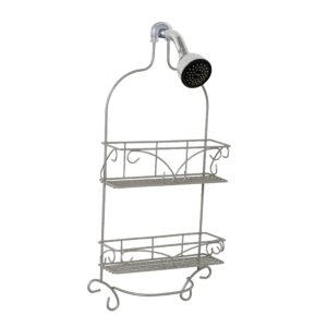 zenna home, satin nickel shower caddy, 2 shelves