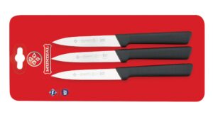 mundial sc0547-4 4-inch spear point paring knife collection, set of 3, black