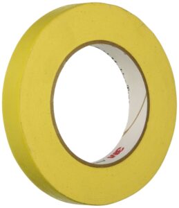 3m 06652 automotive refinish masking tape, 250 degree f performance temperature, 28 lbsin tensile strength, 55m length x 18mm width, yellow (case of 12 rolls)