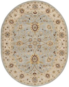 safavieh antiquity collection area rug - 7'6" x 9'6" oval, light blue & ivory, handmade traditional oriental wool, ideal for high traffic areas in living room, bedroom (at249a)