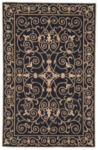 safavieh chelsea collection area rug - 4'6" x 6'6" oval, black, hand-hooked french country wool, ideal for high traffic areas in living room, bedroom (hk11a)