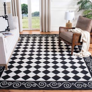 safavieh chelsea collection area rug - 5'3" x 8'3", black & ivory, hand-hooked french country checkered wool, ideal for high traffic areas in living room, bedroom (hk711a)