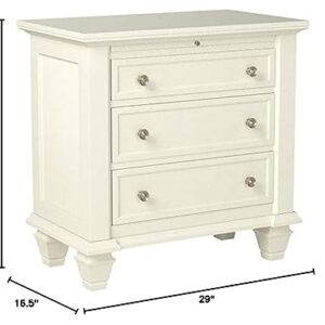 Coaster Furniture Sandy Beach Coastal 3 Drawer Nightstand Bedroom Bedside Table Storage Drawers Service Tray Buttermilk White 201302