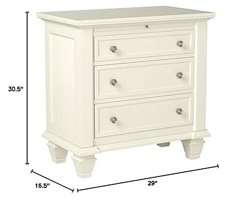 Coaster Furniture Sandy Beach Coastal 3 Drawer Nightstand Bedroom Bedside Table Storage Drawers Service Tray Buttermilk White 201302