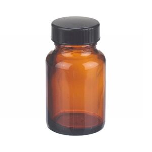 wheaton w216952 wide mouth packer bottle, amber glass, capacity 2oz with 33-400 black phenolic poly-seal lined screw cap, diameter 44mm x 75mm (case of 24),1701v57cs