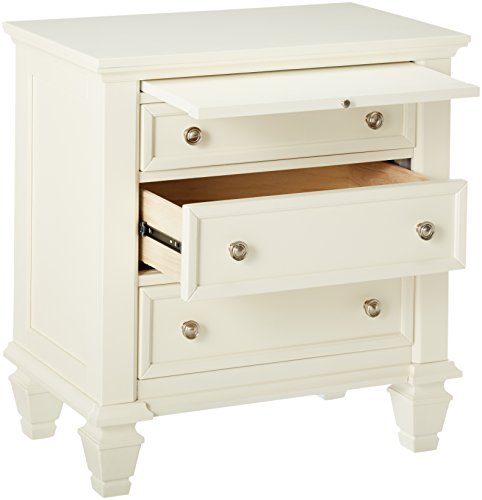 Coaster Furniture Sandy Beach Coastal 3 Drawer Nightstand Bedroom Bedside Table Storage Drawers Service Tray Buttermilk White 201302