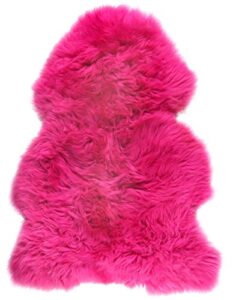 lambland genuine british sheepskin rug hot pink