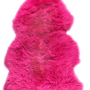 Lambland Genuine British Sheepskin Rug Hot Pink