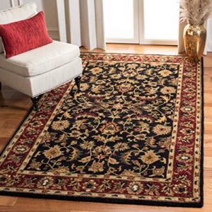 safavieh heritage collection accent rug - 2'3" x 4', black & red, handmade traditional oriental wool, ideal for high traffic areas in entryway, living room, bedroom (hg953a)