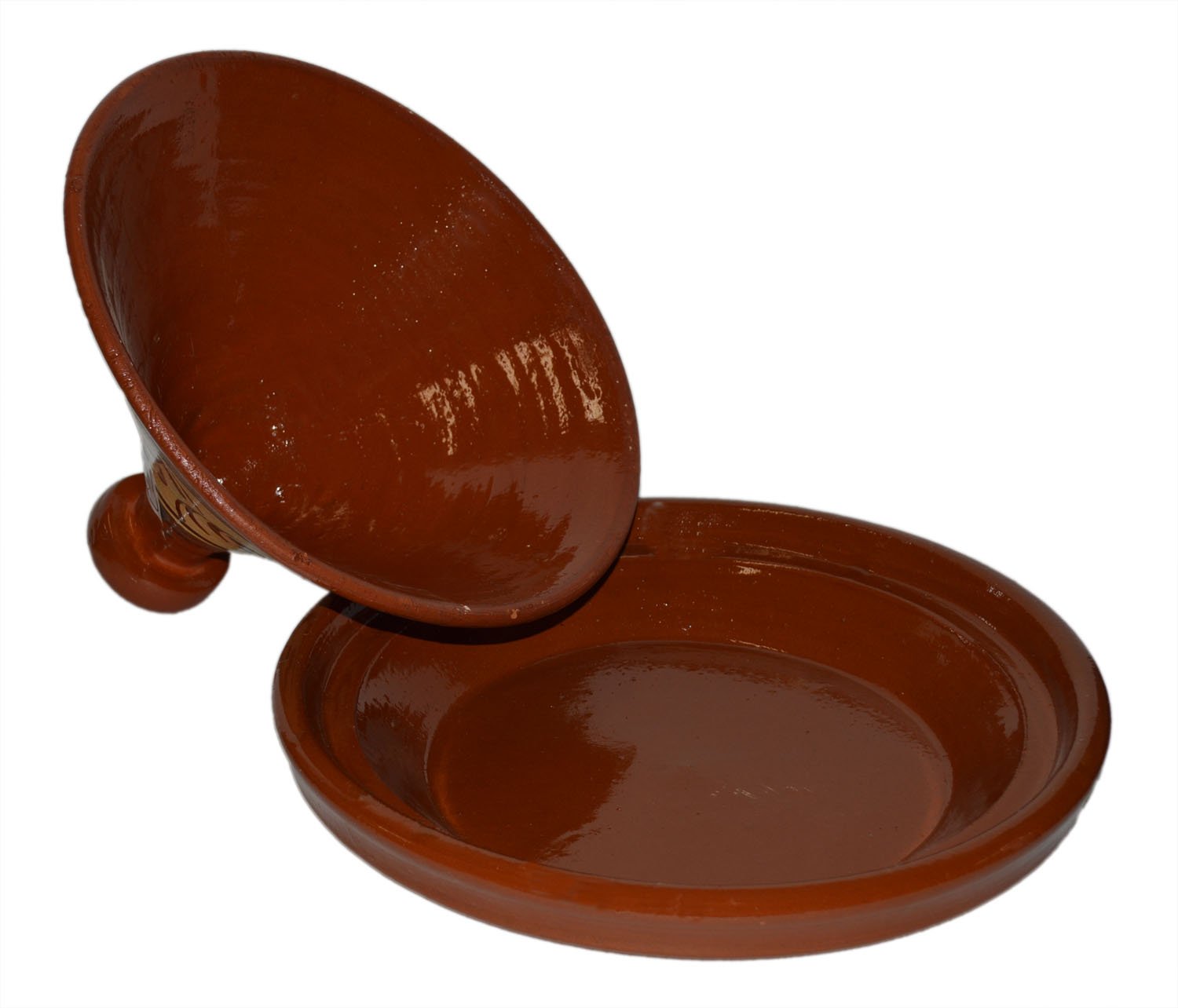 Treasures Of Morocco Cooking Tagine, Large 100%, Handmade, 12 inches, Brown, Clay, Round, Dishwasher Safe, Traditional