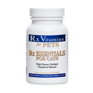 rx vitamins essentials for cats - vitamin & mineral multivitamin supplement - add to wet or dry cat food - powder 4 oz