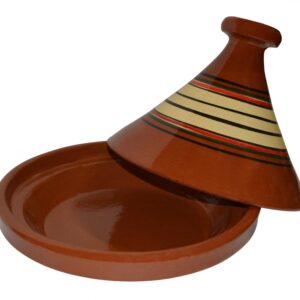 Treasures Of Morocco Cooking Tagine, Large 100%, Handmade, 12 inches, Brown, Clay, Round, Dishwasher Safe, Traditional