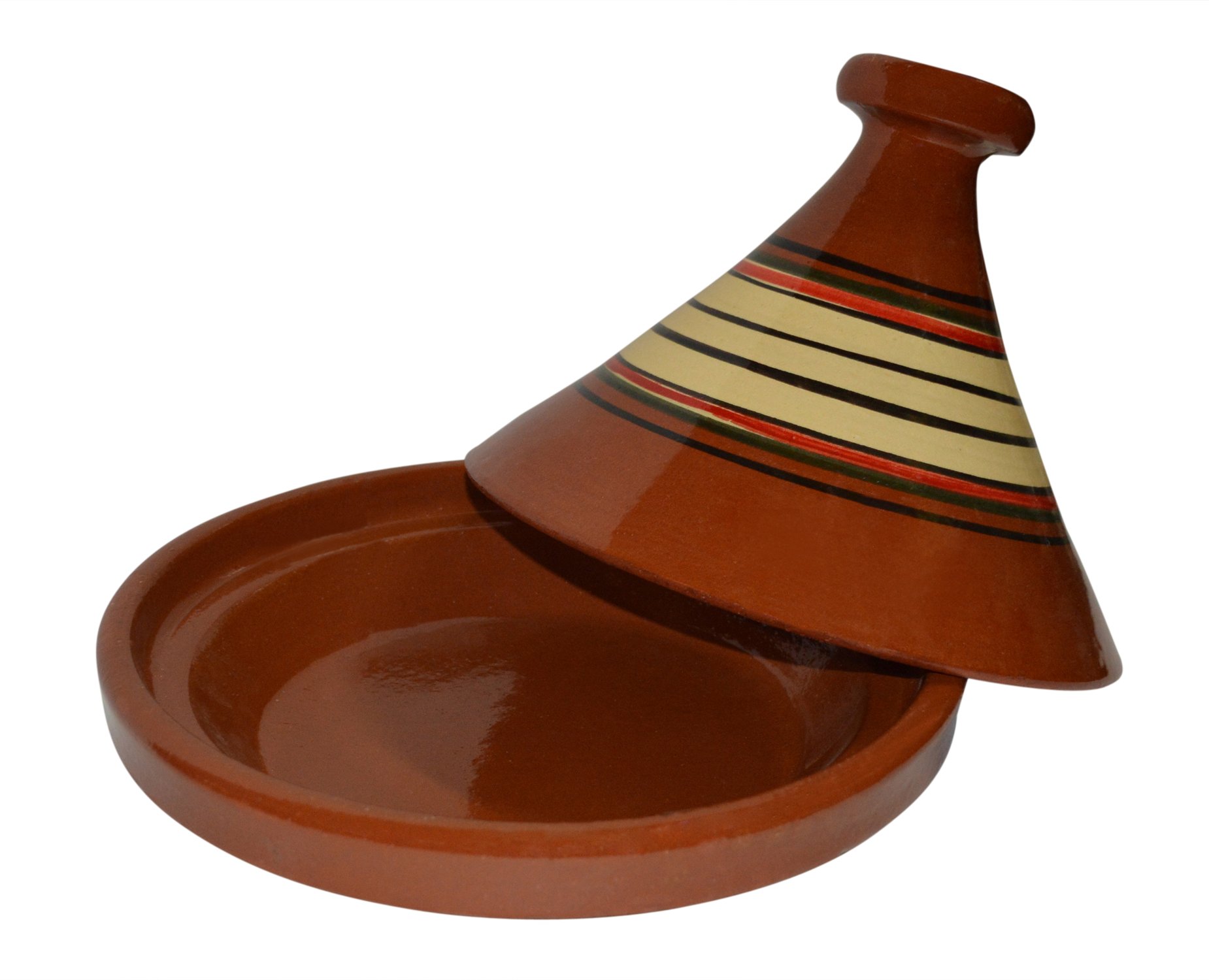 Treasures Of Morocco Cooking Tagine, Large 100%, Handmade, 12 inches, Brown, Clay, Round, Dishwasher Safe, Traditional