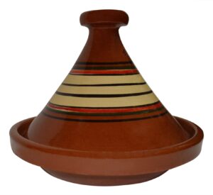 treasures of morocco cooking tagine, large 100%, handmade, 12 inches, brown, clay, round, dishwasher safe, traditional