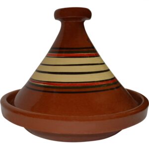 Treasures Of Morocco Cooking Tagine, Large 100%, Handmade, 12 inches, Brown, Clay, Round, Dishwasher Safe, Traditional