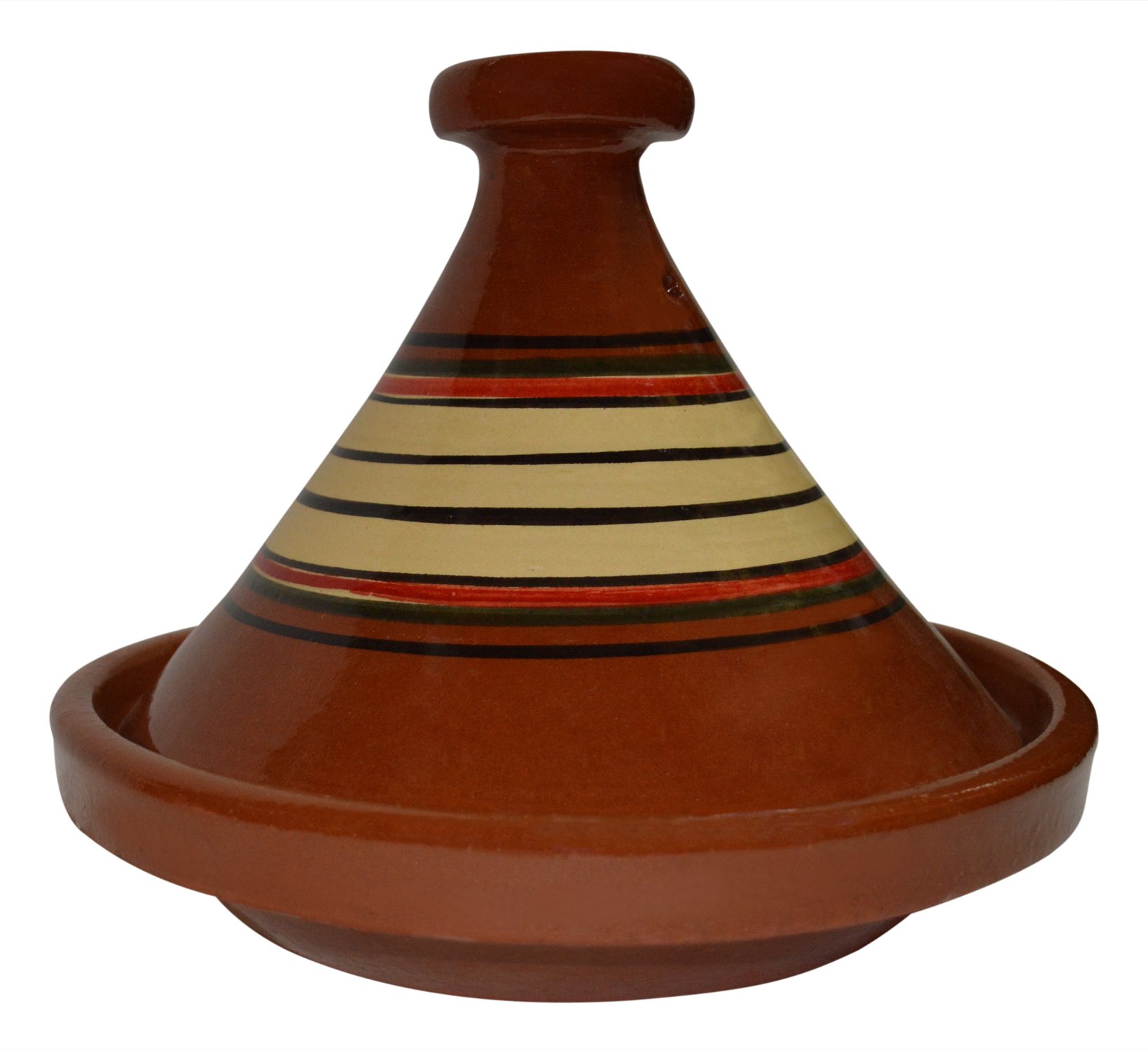 Treasures Of Morocco Cooking Tagine, Large 100%, Handmade, 12 inches, Brown, Clay, Round, Dishwasher Safe, Traditional