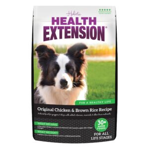 health extension original chicken & brown rice dry dog food (40 lb / 18.14 kg) - protein-packed formula with probiotics, omega 3 for holistic health in dogs of all life stages ​​