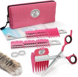 scaredy cut silent pet grooming kit for dog, cat and all pet grooming - a quiet alternative to electric clippers for sensitive pets (right-handed pink)