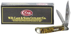 case cutlery 9220br butter rum corelon peanut pocket knife with stainless steel blades, gold, white and black mixed corelon