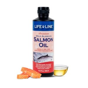 life line pet nutrition wild alaskan salmon oil omega-3 supplement for skin & coat – supports brain, eye & heart health in dogs & cats, 16.5oz