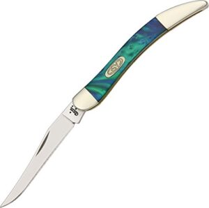 case cutlery 910096aq aquarius corelon toothpick pocket knife with stainless steel blade, blue and green mixed corelon