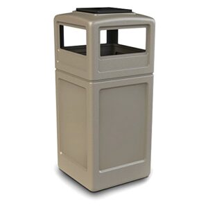 commercial zone 38-gallon square waste container with ashtray dome lid color: beige (73300299)