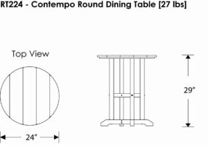 polywood rt224fblgr contempo 24-inch round dining table, black frame, green