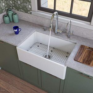 alfi brand ab510 30-inch contemporary smooth fireclay farmhouse kitchen sink, white