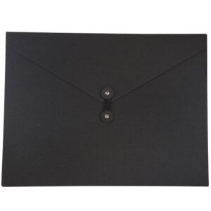 jam paper kraft portfolio with button and string closure - jumbo - 12 1/2 x 16 1/2 x 1/2 - black recycled - sold individually