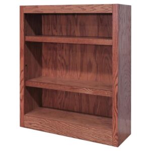 concepts in wood midas three shelf bookcase 36" h medium oak finish