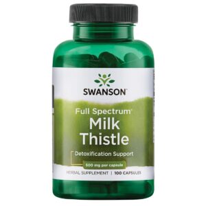 swanson milk thistle-herbal liver support supplement-natural formula helping to maintain overall health & wellbeing-(100 capsules, 500mg each)