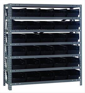 quantum storage systems 1239-102bk steel shelving unit with 4" shelf bins, 12" d x 36" w x 39" h, black