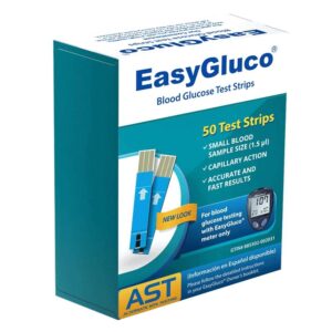 easygluco blood glucose test strips, precision sugar measurement for diabetics, monitor your diabetes and ketogenic low-carb diet and nutritional ketosis, 50 strips