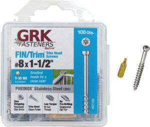 grk 772691377241 8 x 1-1/2" 37724 fin/trim 305 stainless steel finish screws 100 count, color