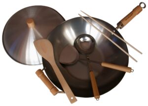 taylor & ng classic wok set, 14", carbon steel