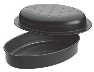 masterclass self-basting non-stick roasting tin with lid, carbon, grey, 27 x 18 x 10cm