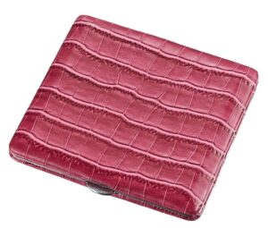 visol products nava crocodile pattern cigarette case, hot pink